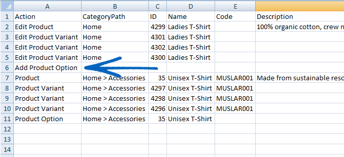 How to Add Product Options using a spreadsheet -Text Box : EKM