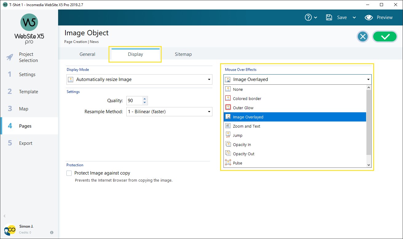 How to create a button with a mouseover effect : WebSite X5 Guide