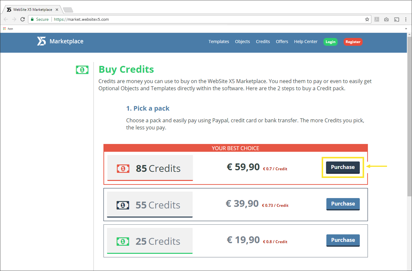 How to buy and activate WebSite X5 Credits : WebSite X5 Guide