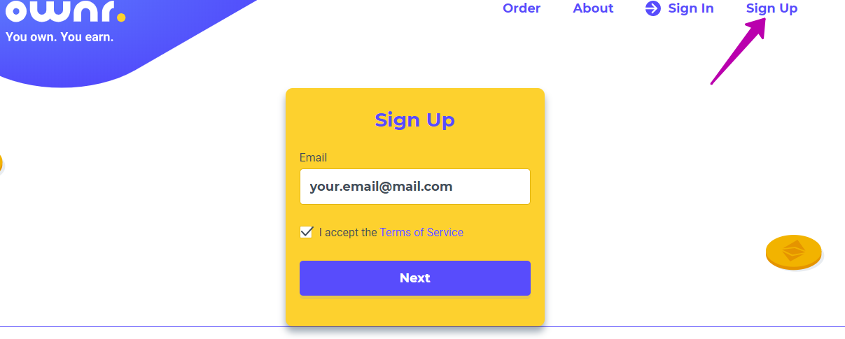 How do I sign up? : OWNR wallet