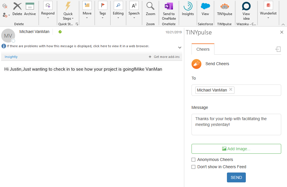 How to Send Cheers : TINYpulse
