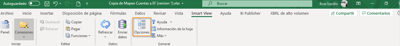 Configurar Conexión a SmartView for Office : Soporte a Soluciones
