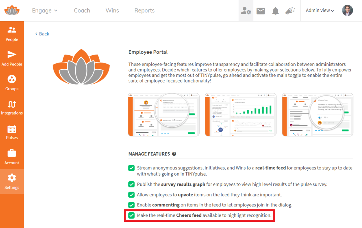 How to Send Cheers : TINYpulse