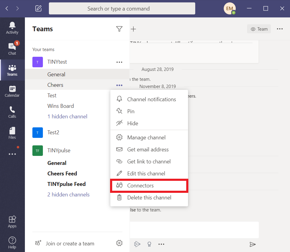 Configure Microsoft Teams for TINYpulse : TINYpulse