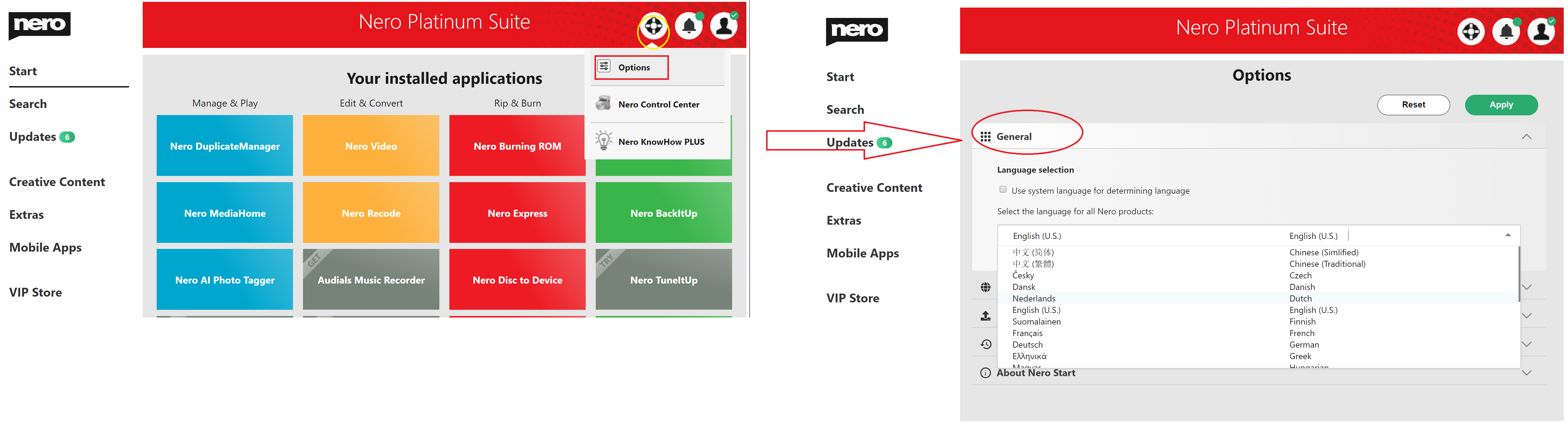 How to change the Language of Nero programs? : Nero AG