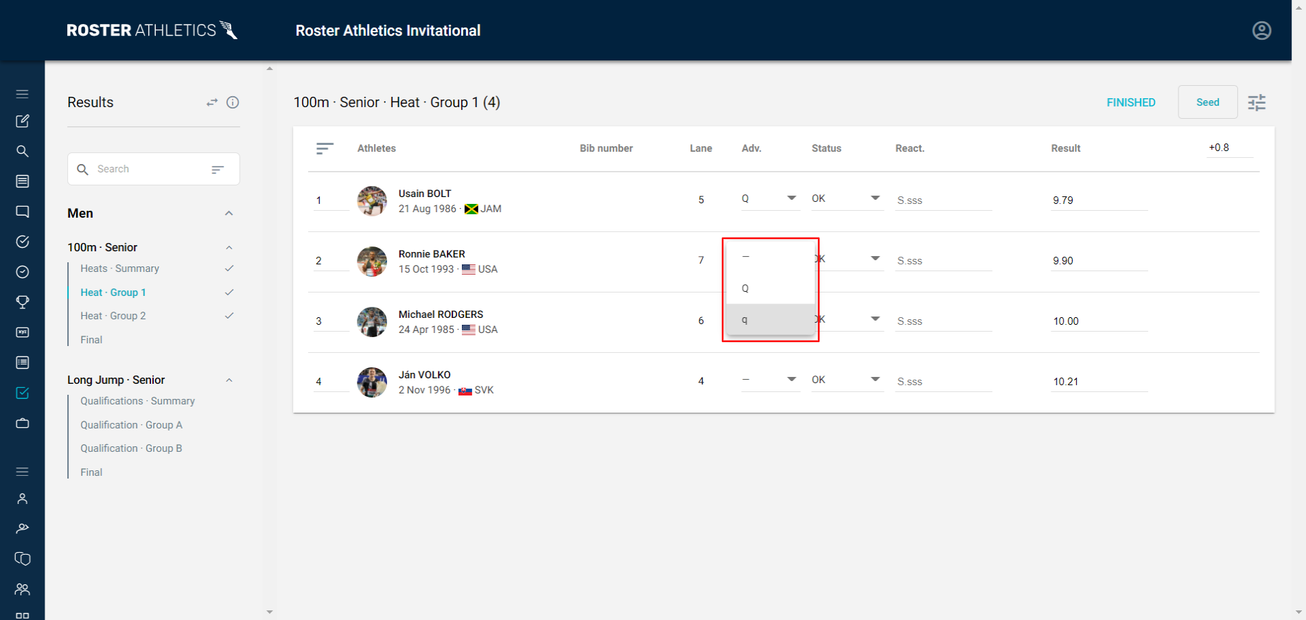 Qualifying rounds : Roster Athletics