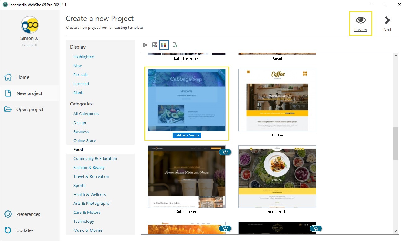 How to use a default template : WebSite X5 Guide