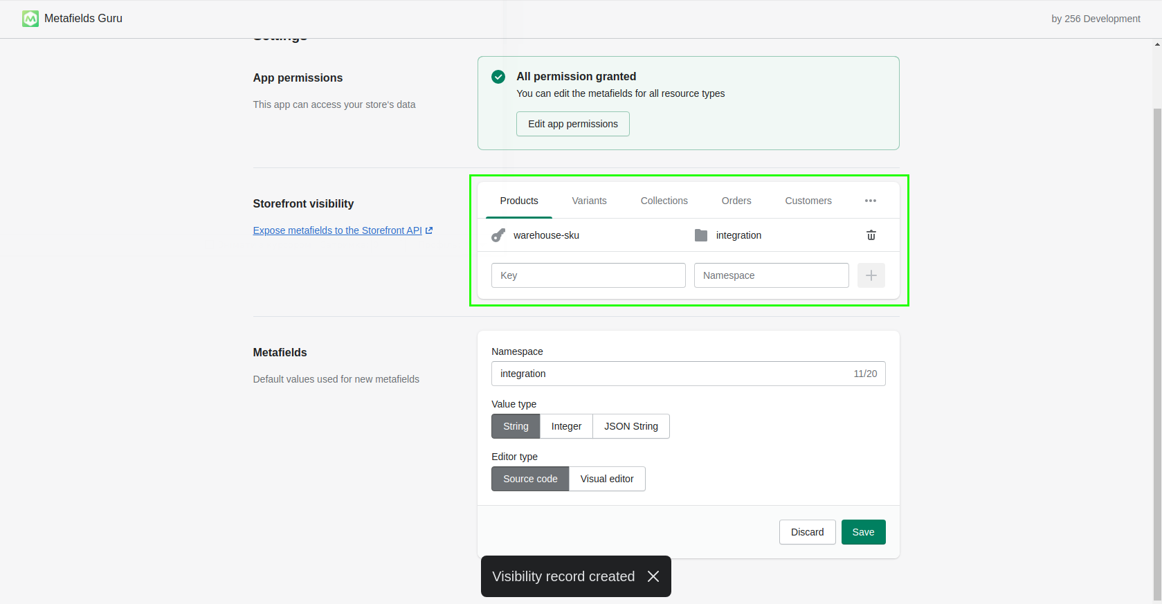 How to expose metafields to the Storefront API : 256 Development