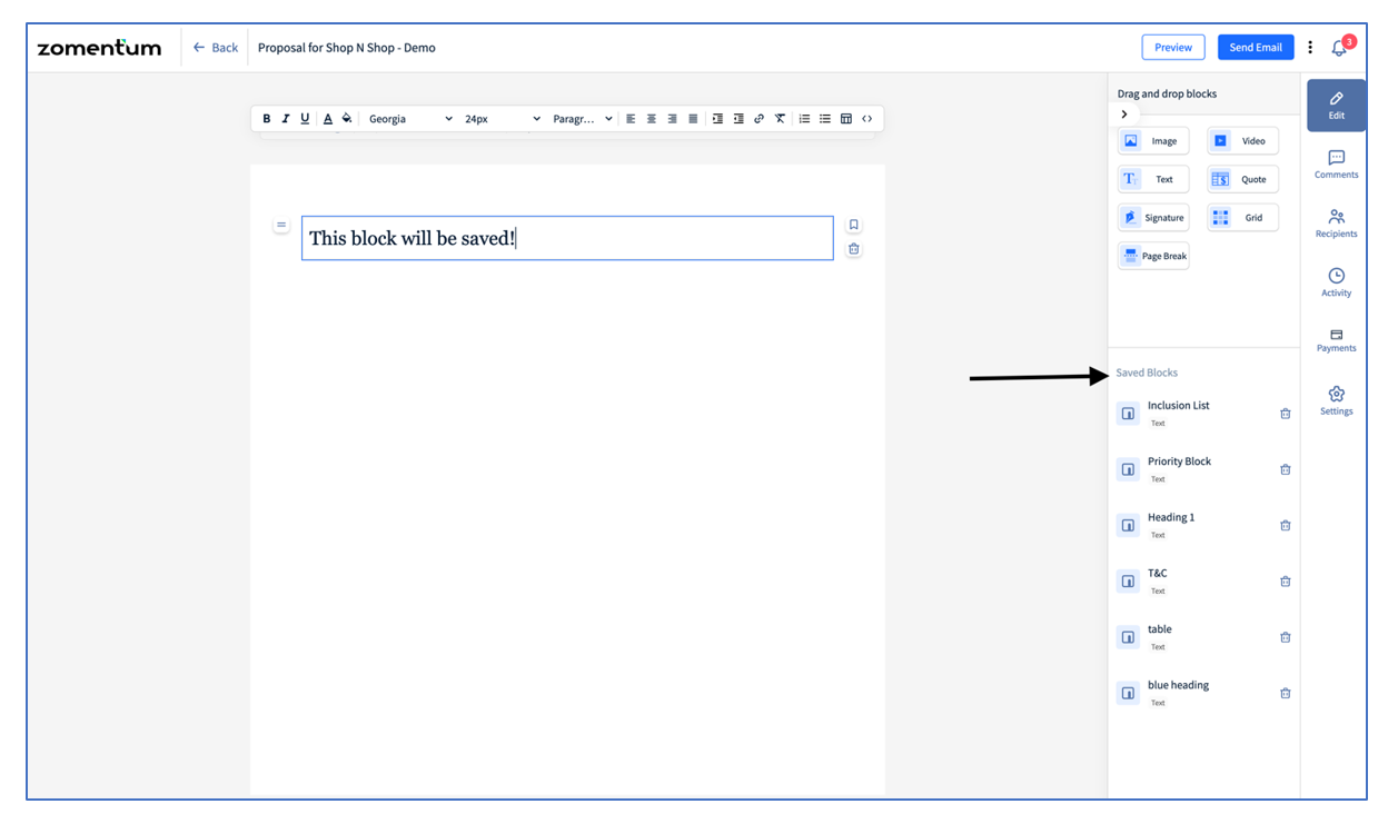Blocks & Document Settings : Support