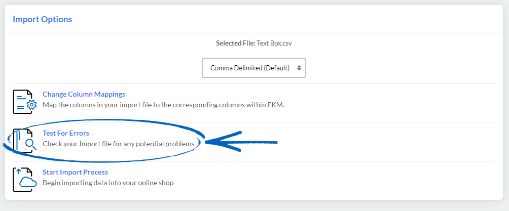 How to Add Product Options using a spreadsheet -Text Box : EKM