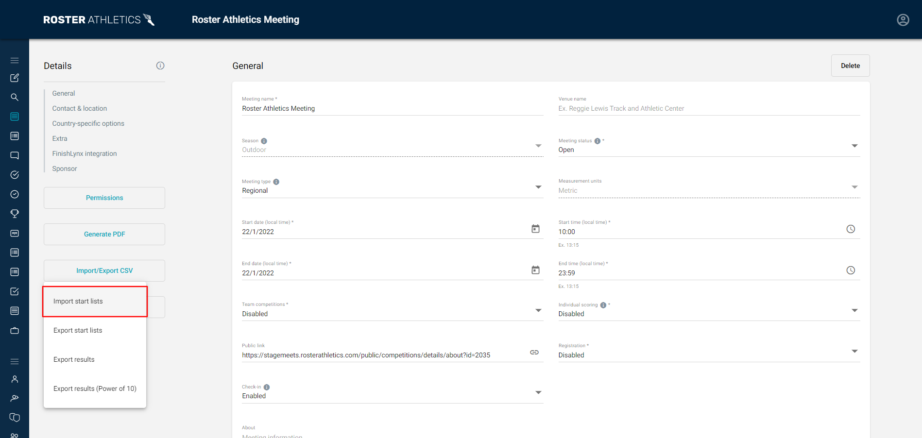 Add athletes from a CSV file : Roster Athletics