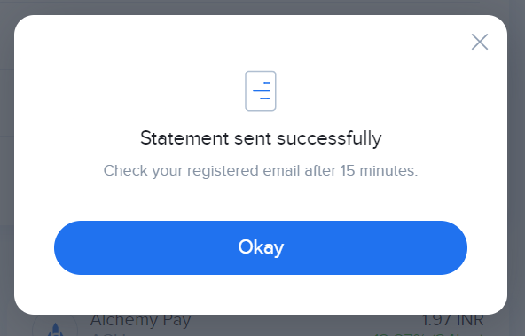 Get your statement : ZebPay