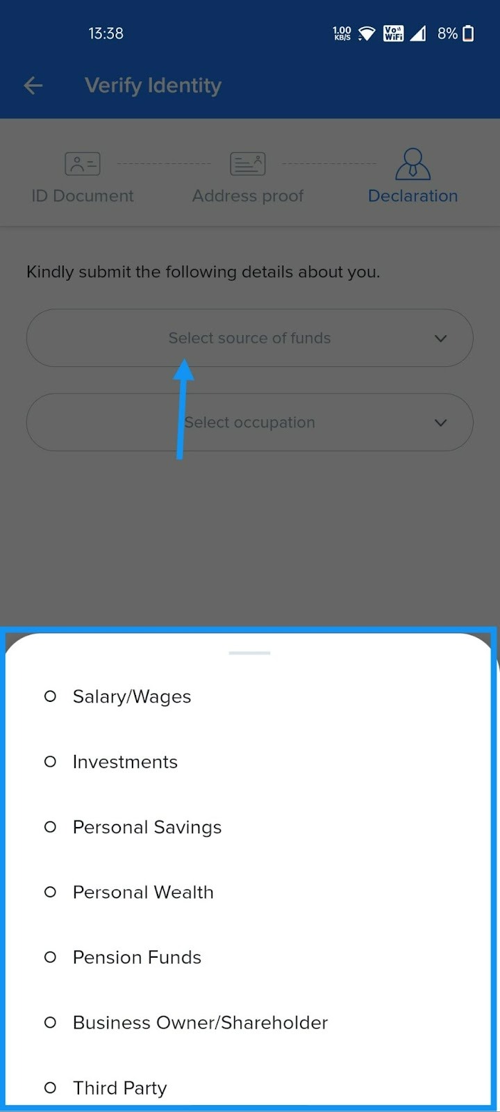 Signing up with us (India) : ZebPay