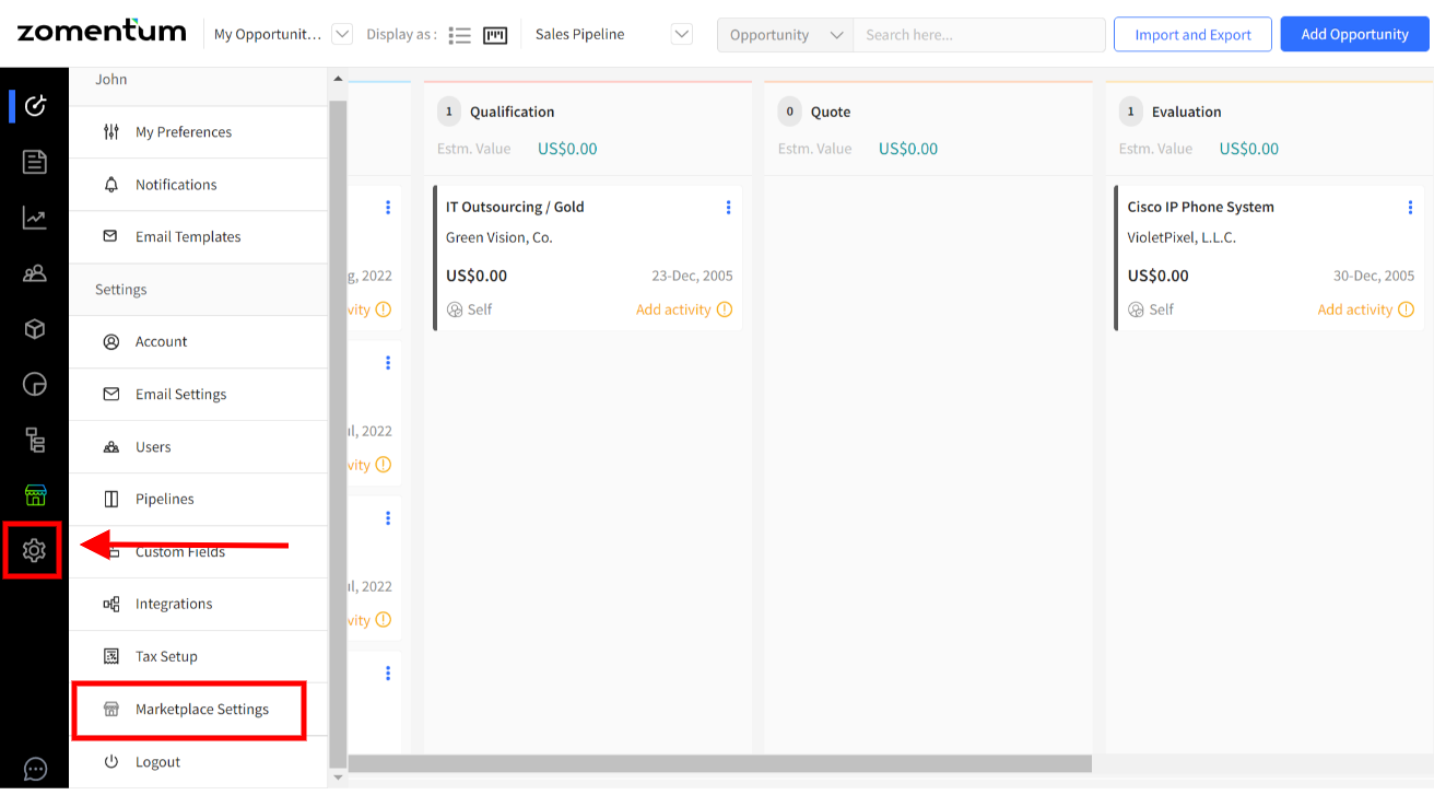 Select the Pipeline for Opportunities received through Vendors : Support