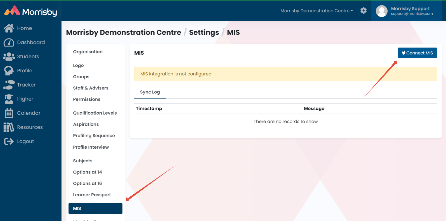 How to set up MIS Sync : Morrisby
