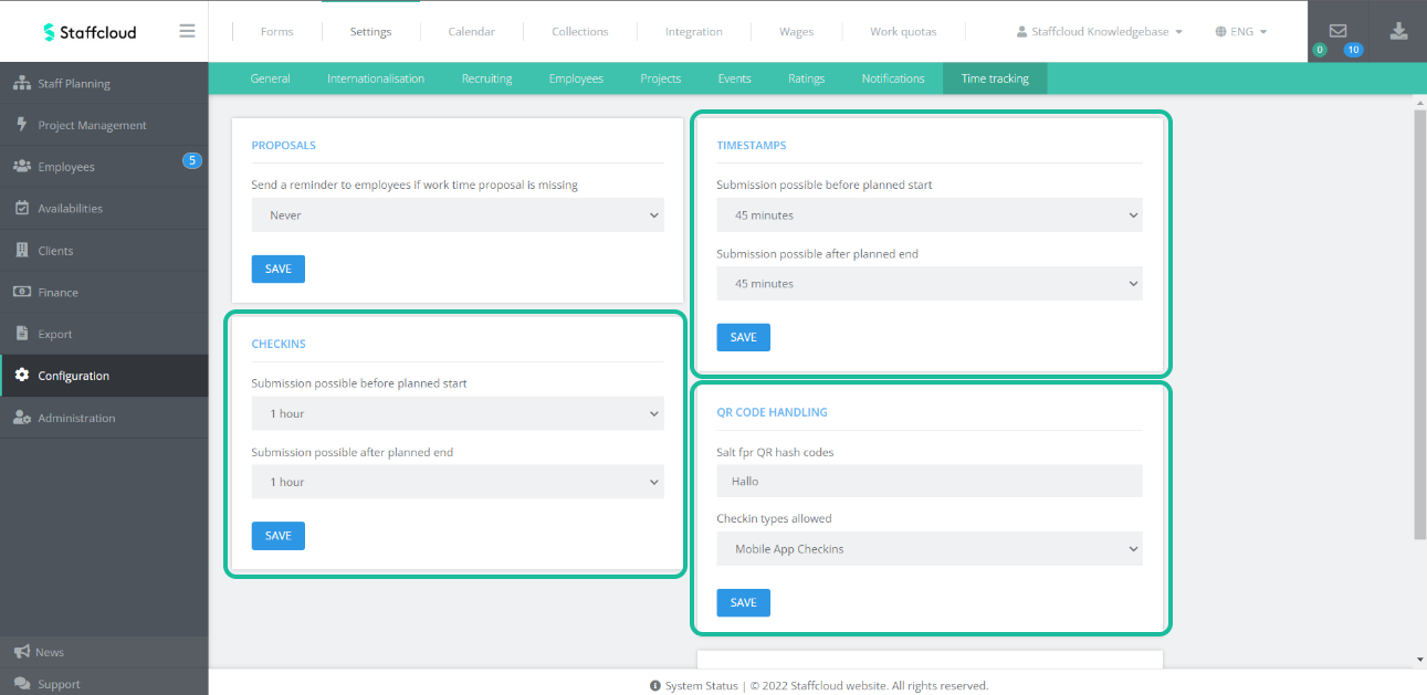 Check-ins and Timestamps : Staffcloud