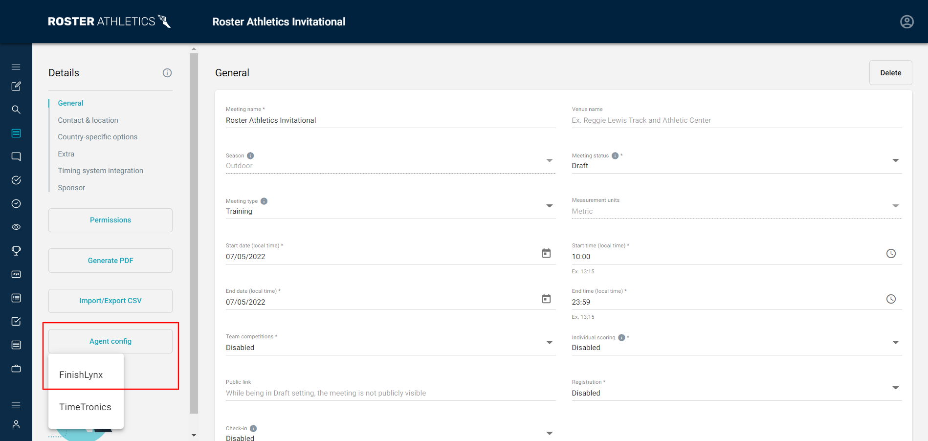 FinishLynx integration : Roster Athletics