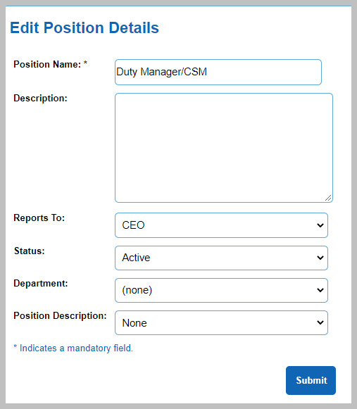 Amending an Existing Position : Support Hub