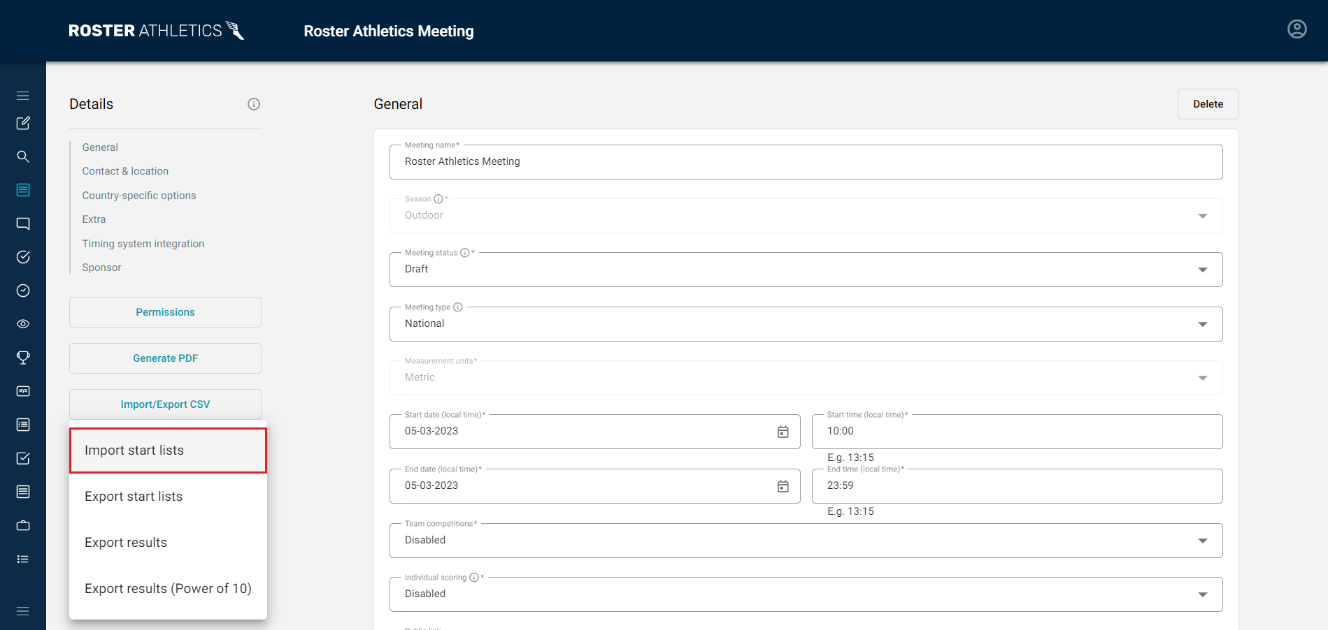Add athletes from a CSV file : Roster Athletics
