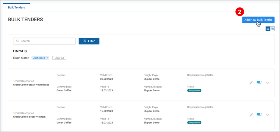 Tendering : Support Center