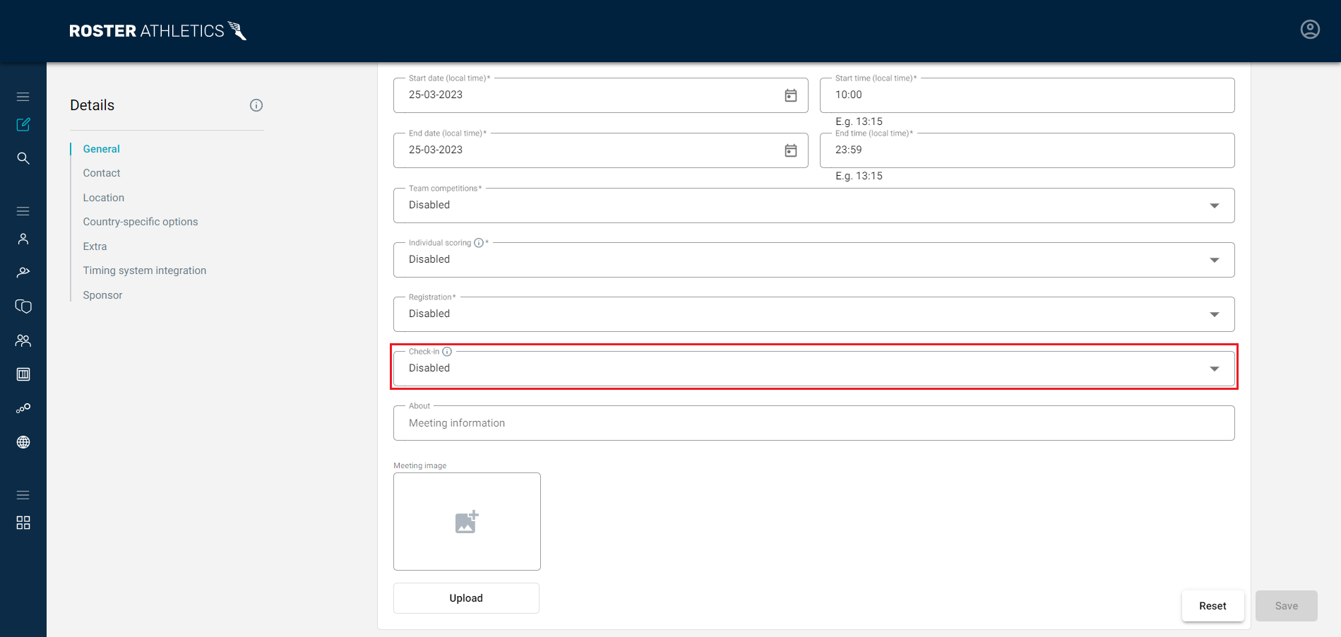 Check-in : Roster Athletics