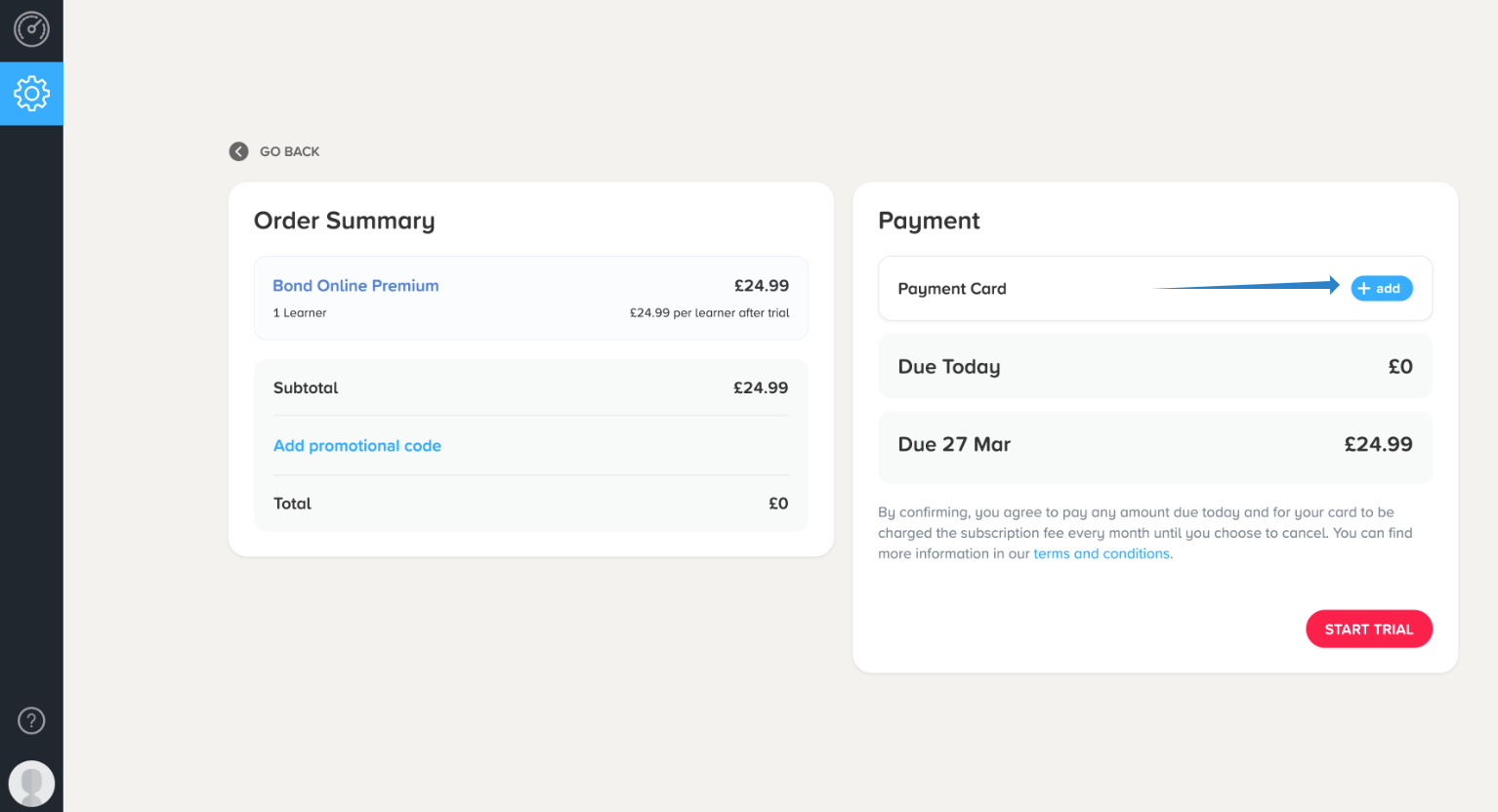 Manage Subscription - Checkout - add or change payment details ...