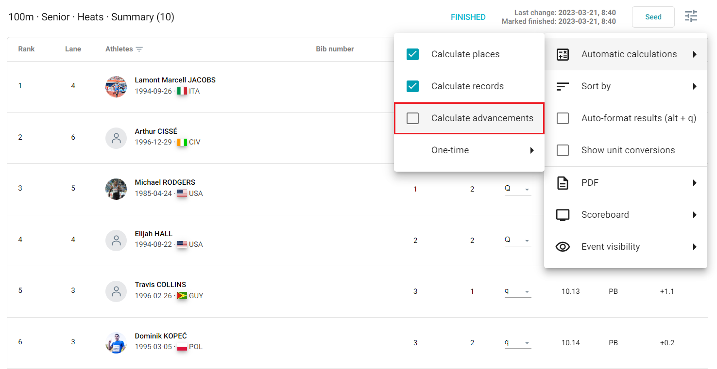 Qualifying rounds : Roster Athletics