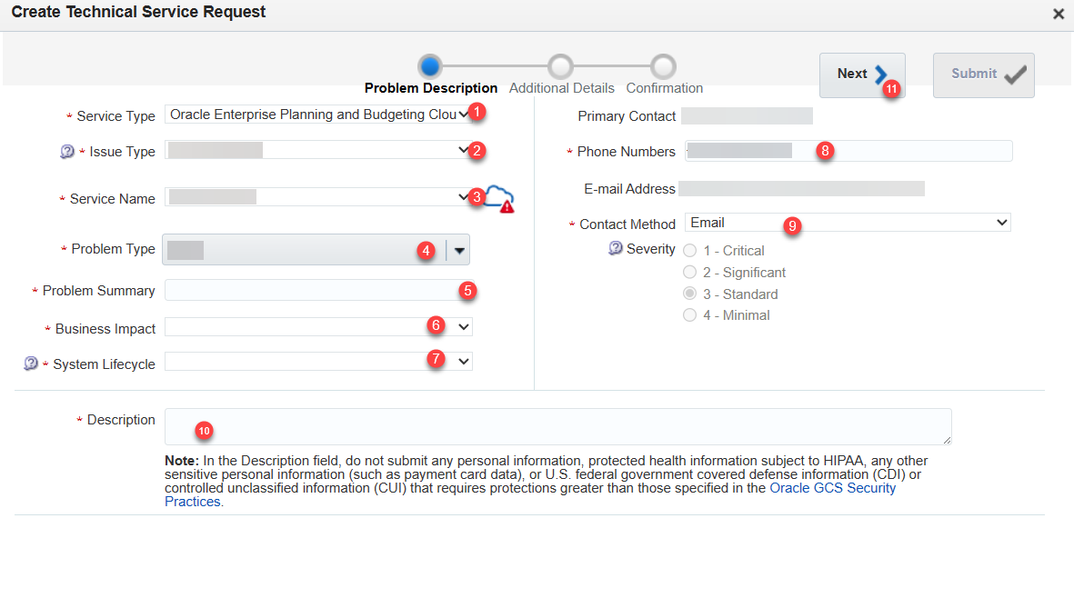 Crear SR Oracle : Soporte a Soluciones