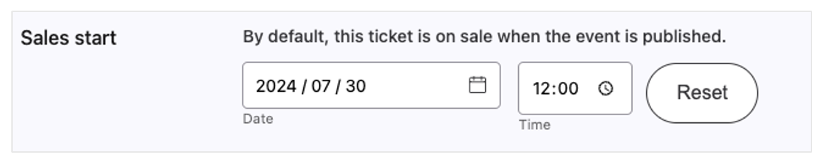How to set the ticket sales period : Help organizer