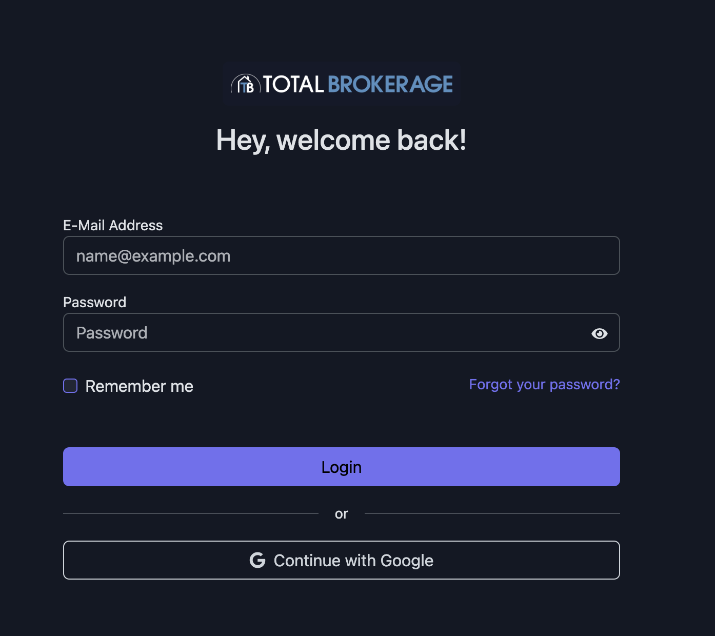 Logging into TotalBrokerage : TotalBrokerage