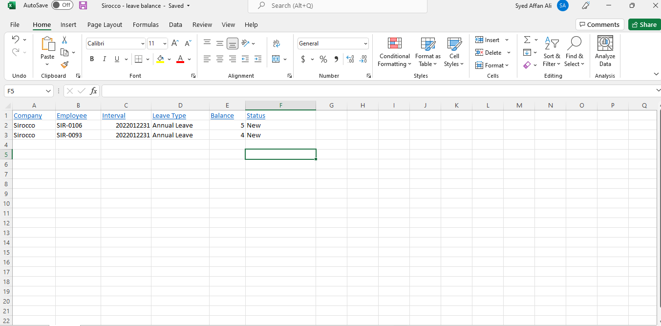 Leave Balance via Bulk Upload : Support Portal