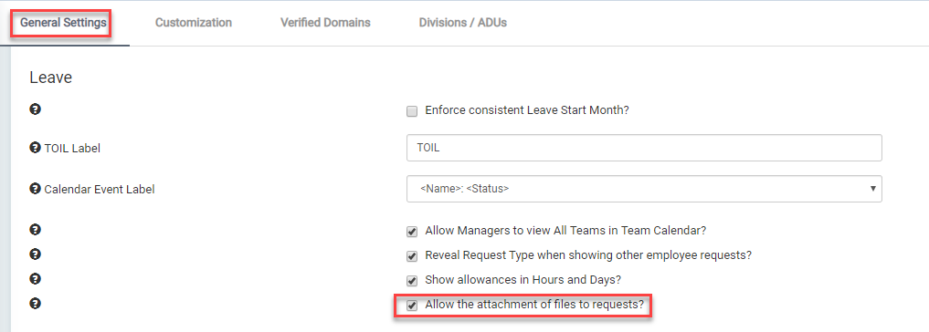 Request Attachments : Support