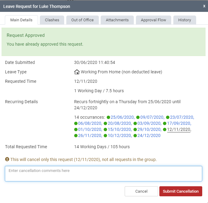 Recurring Requests : Support
