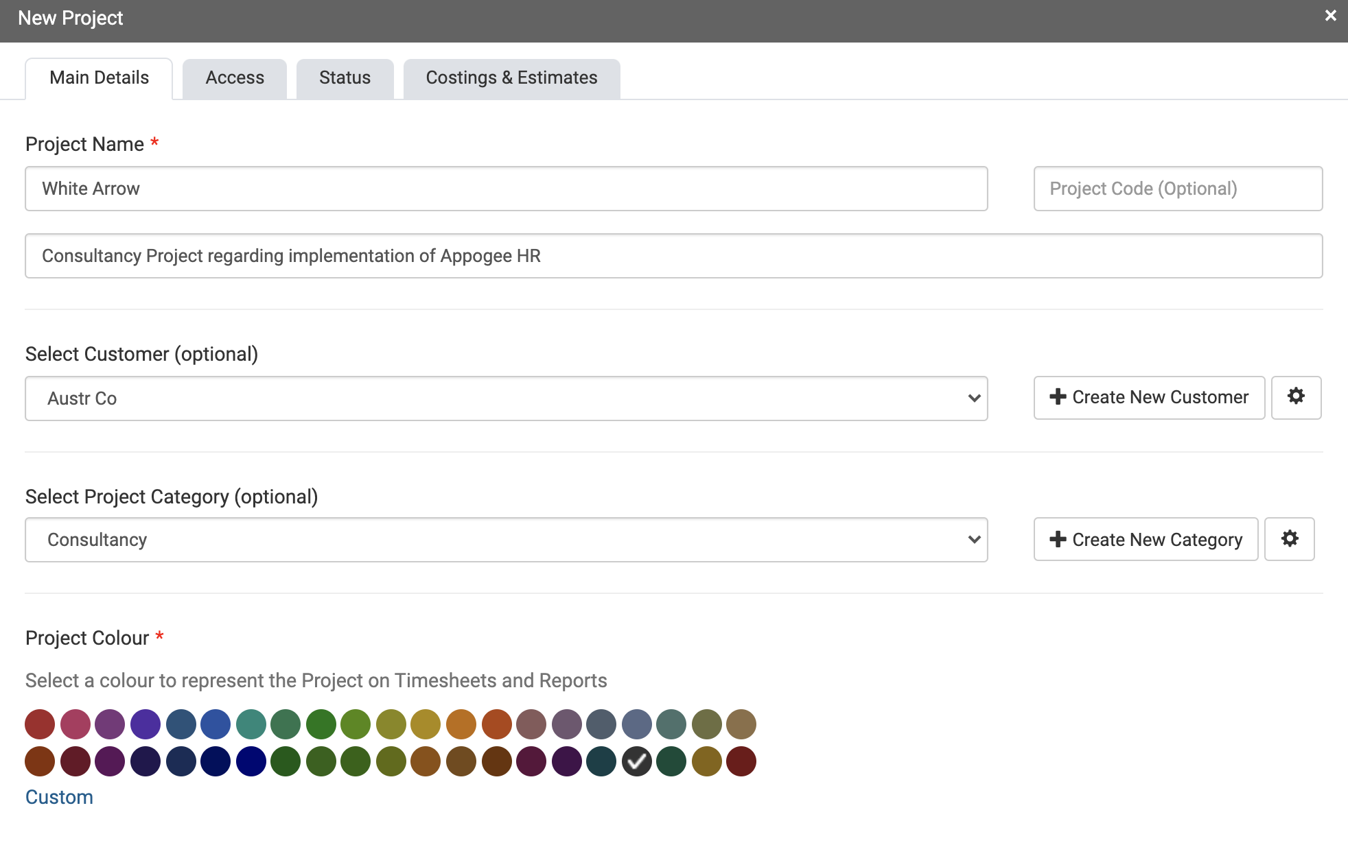 Time: Setting up Projects, Customers & Tasks : Support