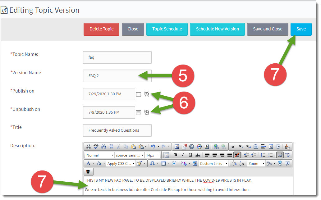 Topic Version Scheduler