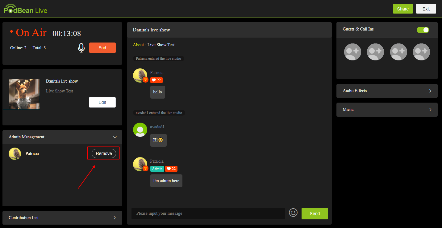 How to Add or Remove Live Stream Admins | Podbean Support