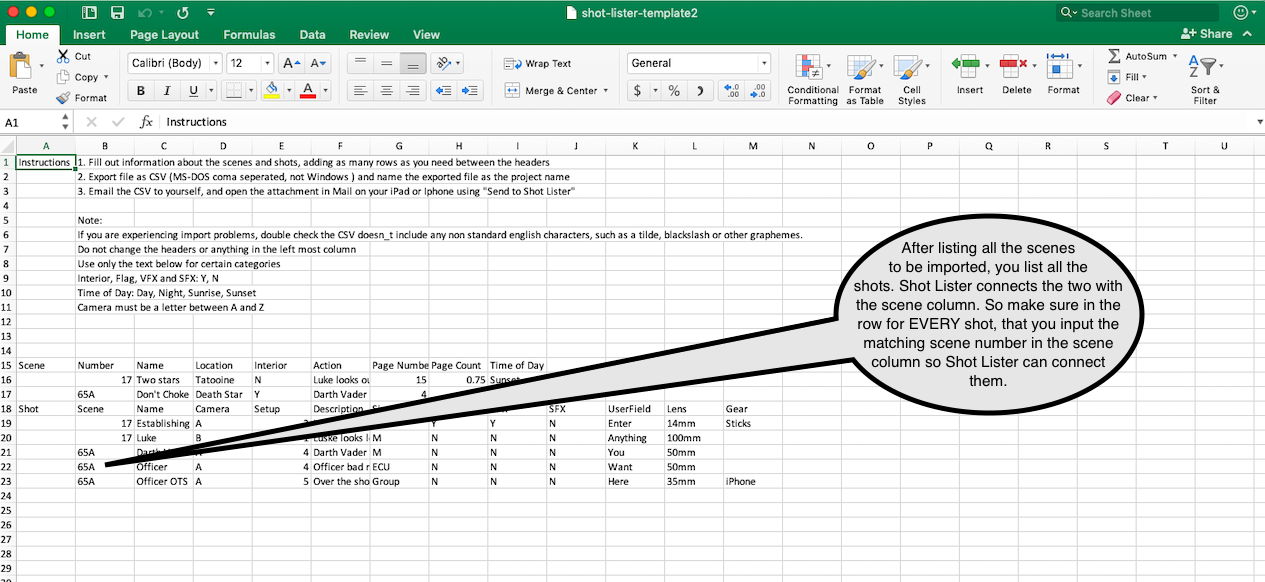 Why do my shots not import with the CSV? : Shot Lister Support
