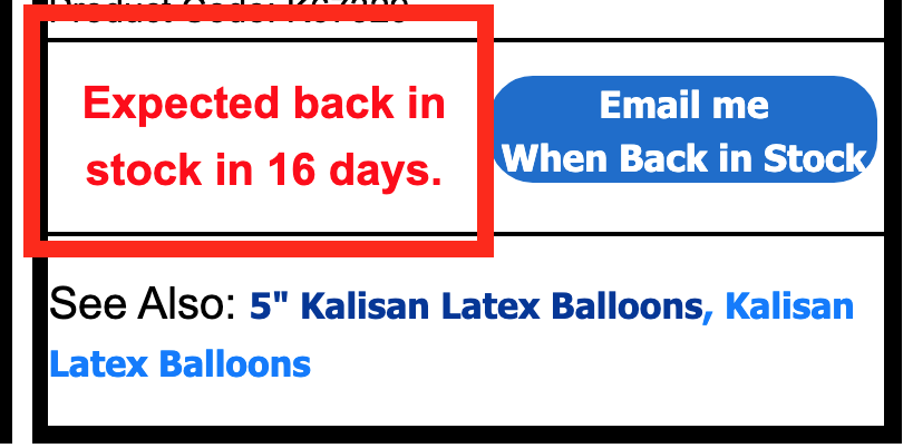 Are online restock dates accurate? : Bargain Balloons Canada