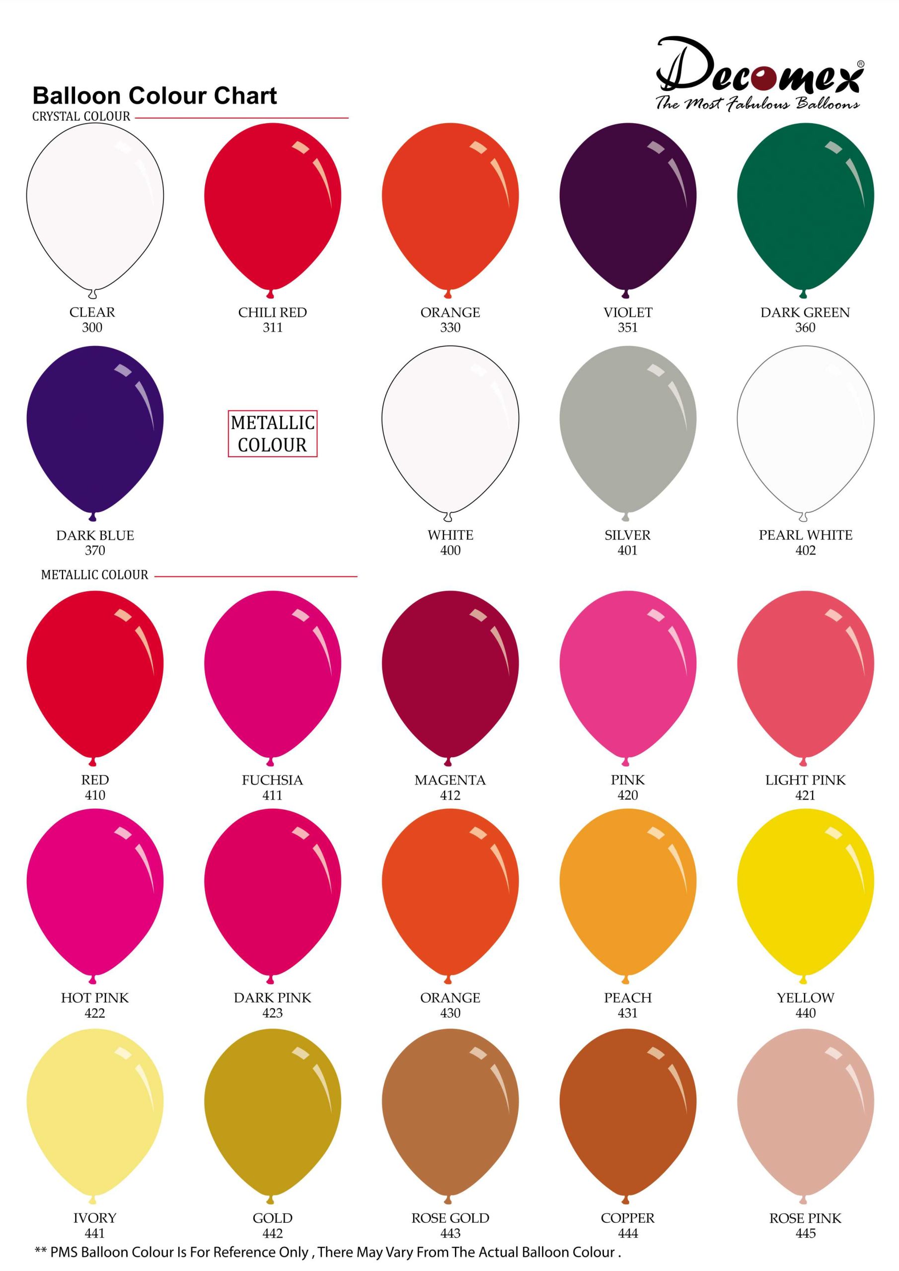 Decomex Color Chart : Bargain Balloons