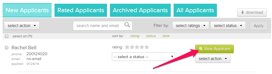 How do I search for applicants? : Applicant Tracking Software