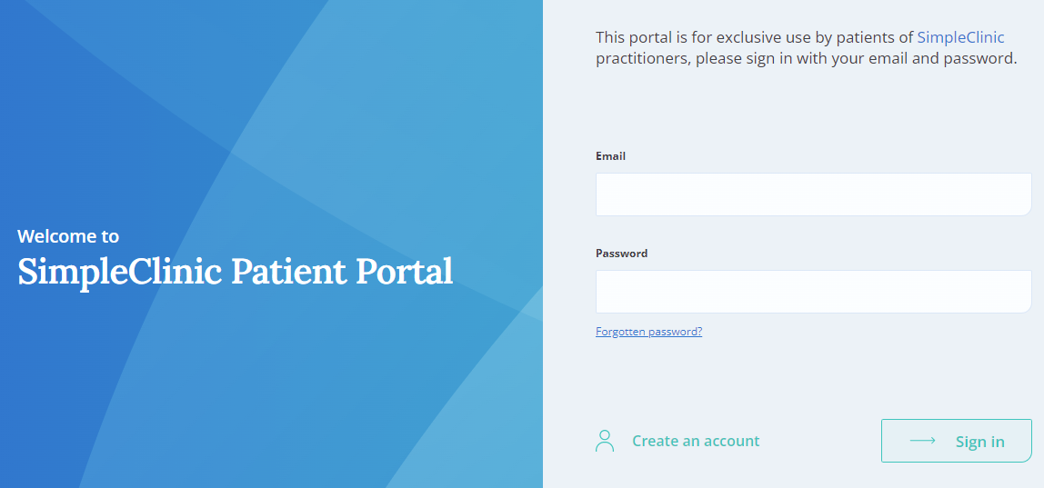 Patient Portal - Password Reset : SimpleClinic.net