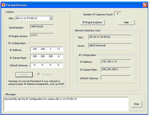 IP Address Assignment Tool - Dialog Based Mode : Pixelink Support