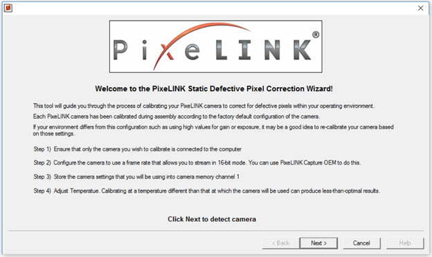 Static Defective Pixel Correction Wizard Manual : Pixelink Support
