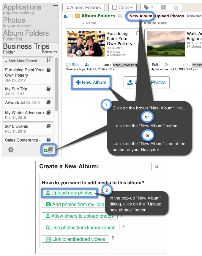How do I create a new Photo Album by uploading photos? | Keep&Share ...