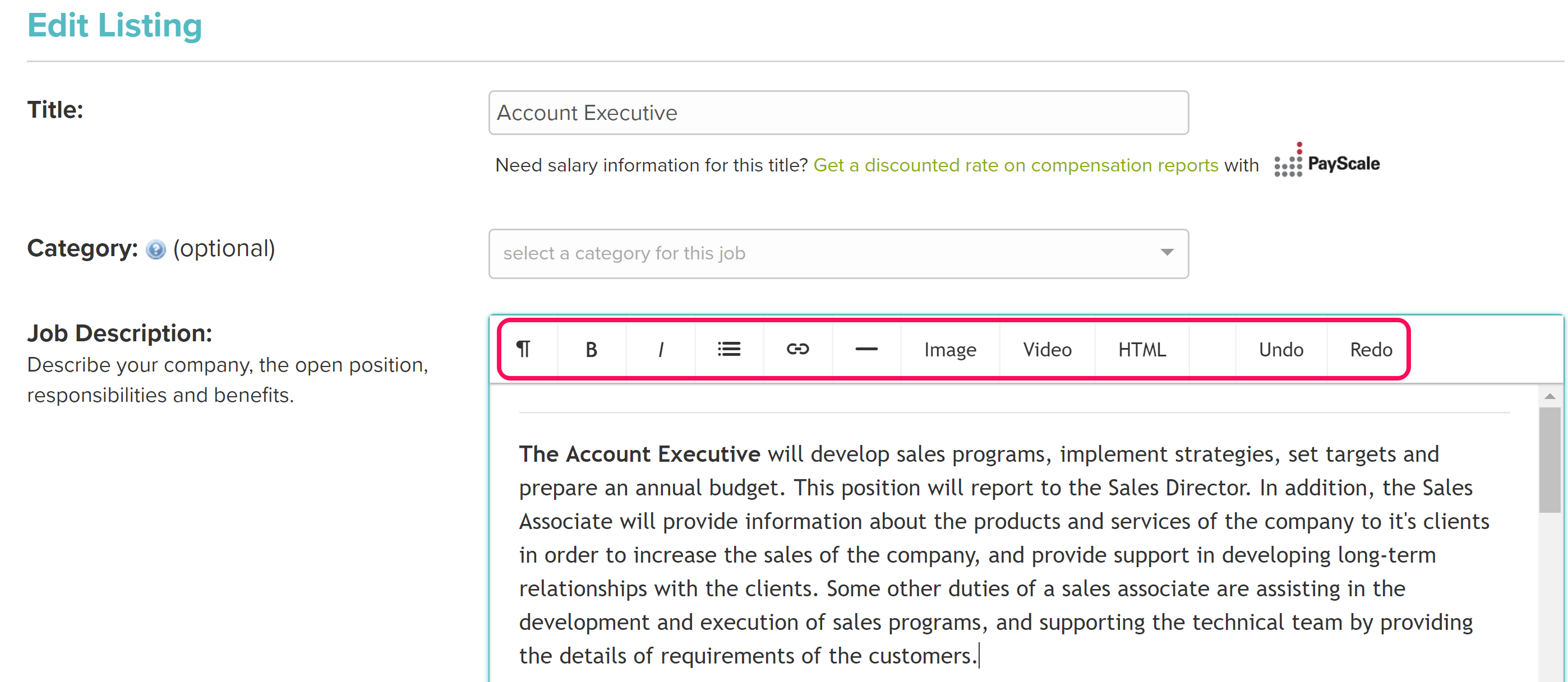 Use Job Editor to Format Job Descriptions : PrismHR Hiring Support
