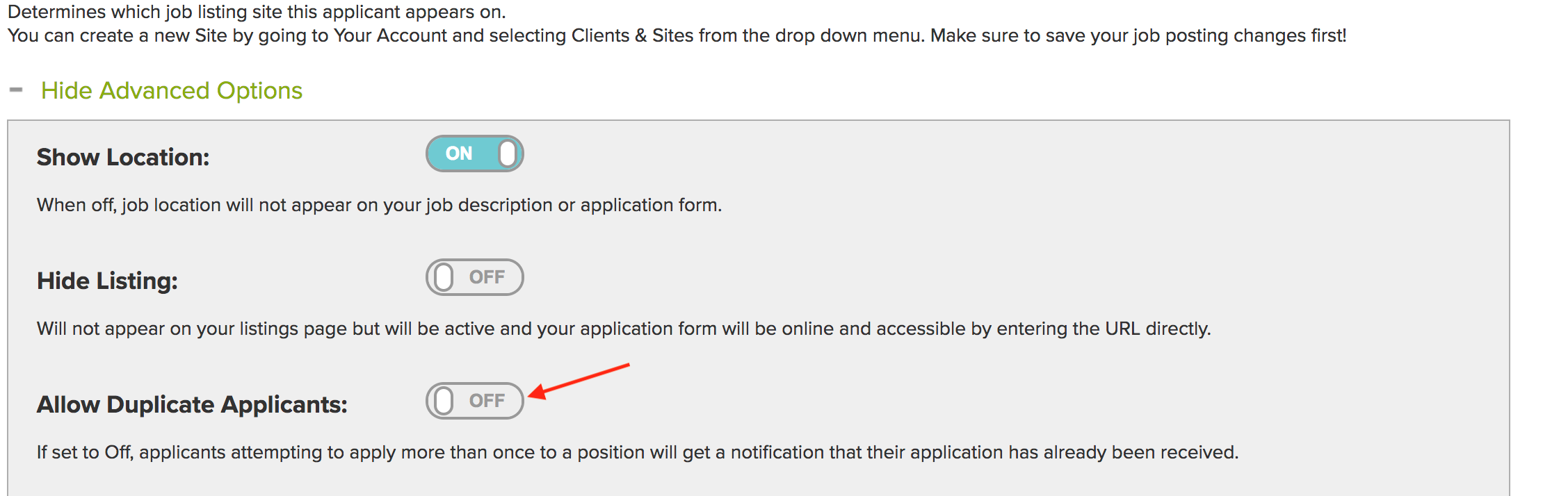 Options for Duplicate Applicants : CheckWriters Recruit Support