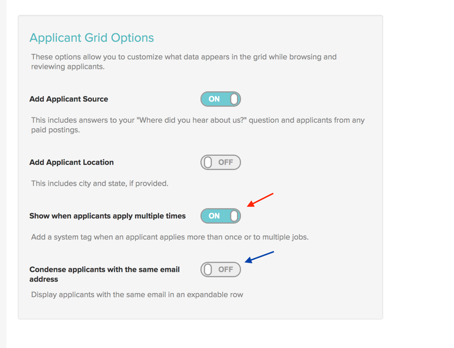Options for Duplicate Applicants : Applicant Tracking Software