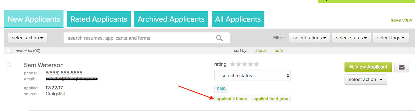Options for Duplicate Applicants : Applicant Tracking Software