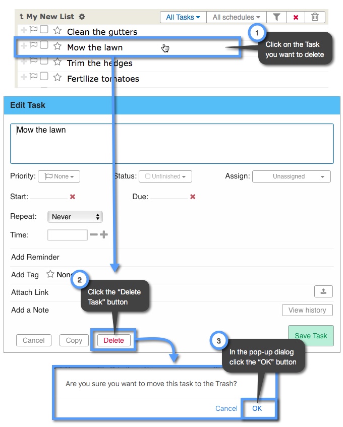 How do I delete a Task? | Keep&Share Support : Support Portal