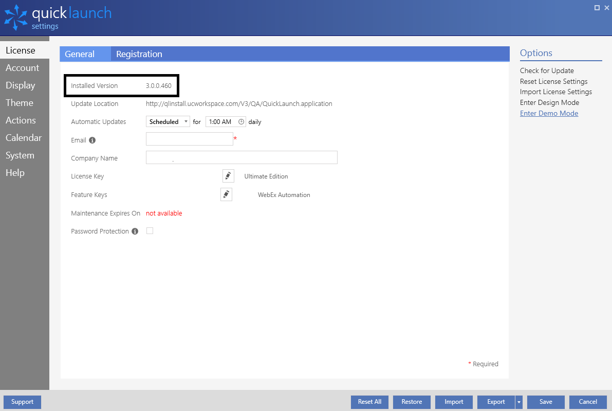 How to roll back to a previous version of Quicklaunch : Quicklaunch
